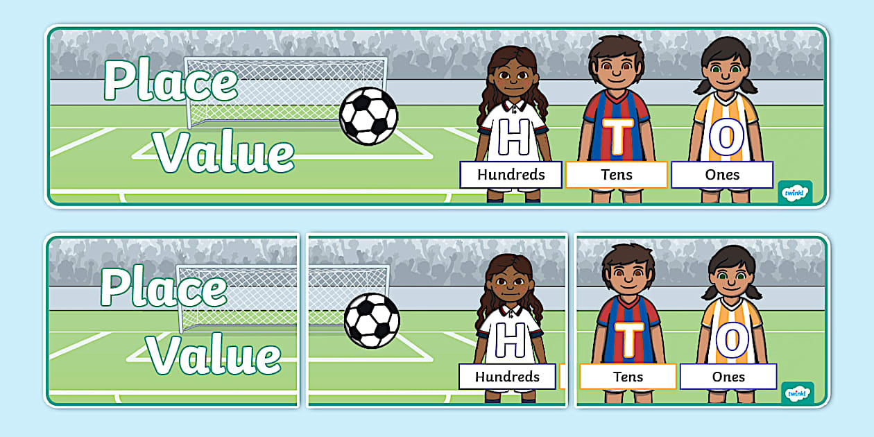Place Value H T O Banner Footballers (Teacher-Made) - Twinkl
