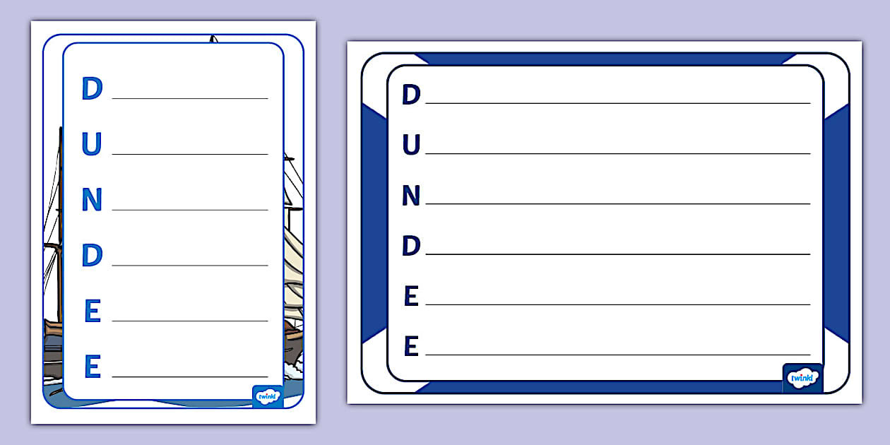 Dundee Acrostic Poem Activity Sheet (teacher made) - Twinkl