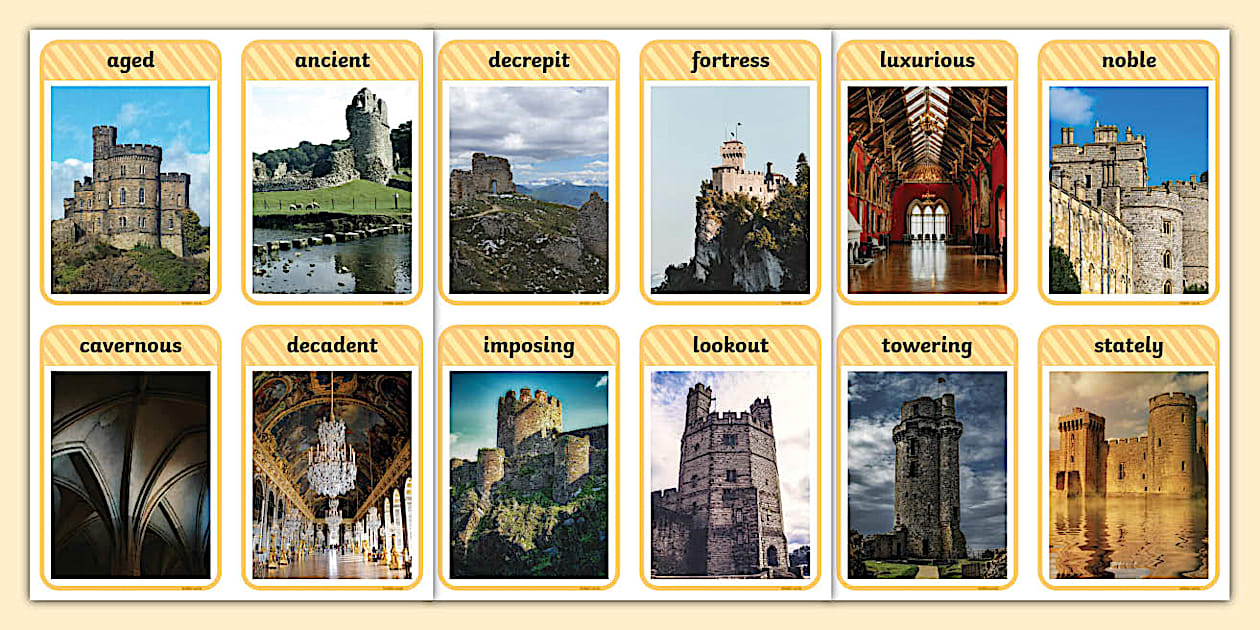 Castle Adjectives Photo Flashcards (teacher made) - Twinkl