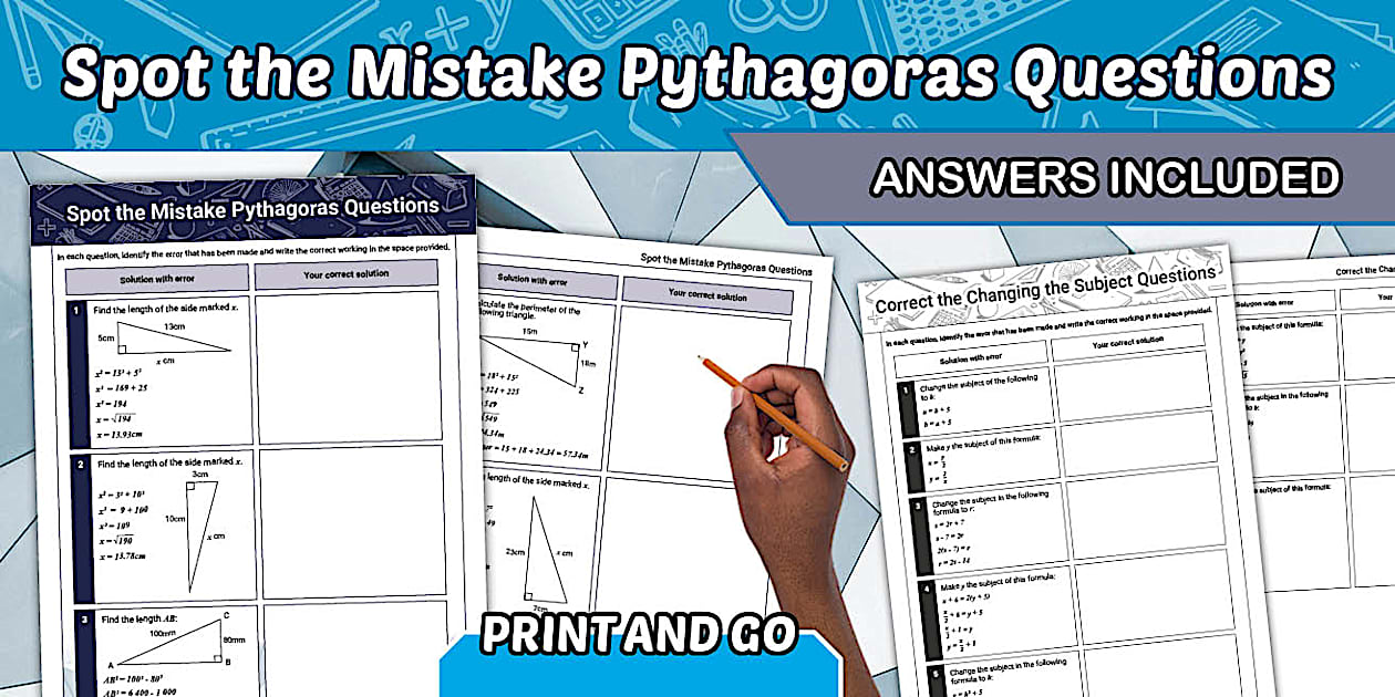 Spot the Mistake Pythagoras Questions