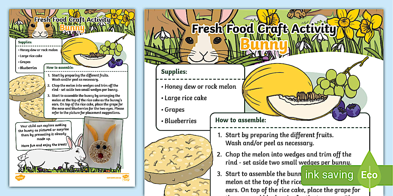 Fresh Food Craft Activity - Bunny (teacher made) - Twinkl