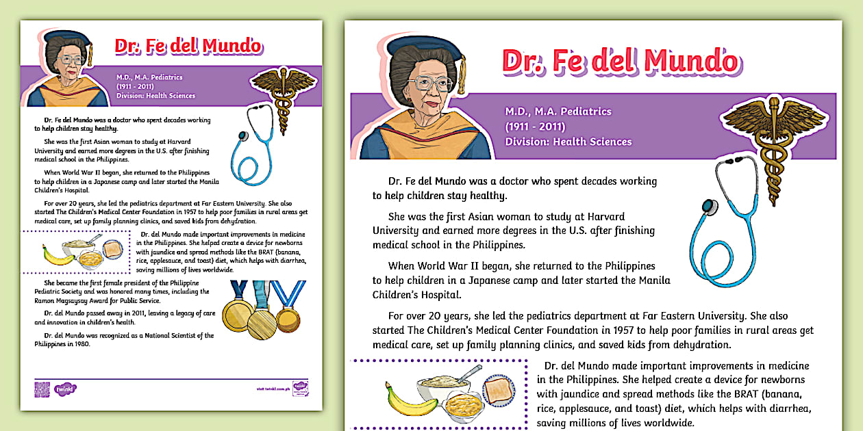 Dr. Fe del Mundo Fact File | Grades 2 - 6 | Twinkl - Twinkl