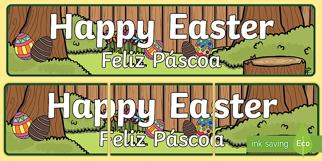 Happy Easter Display Banner English/Portuguese - Twinkl