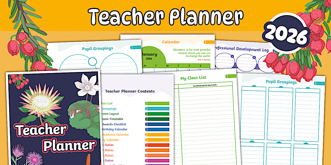 Fynbos-Themed South African Teachers Year Planner 2026