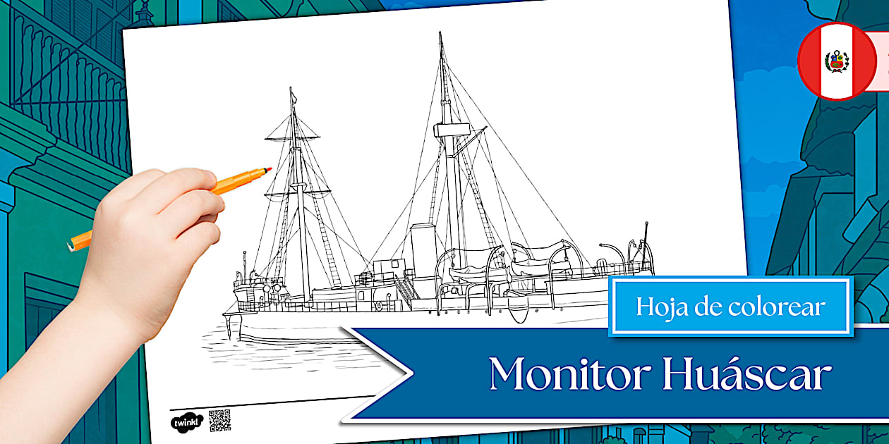 Ficha de actividad: El Huáscar para colorear | Twinkl