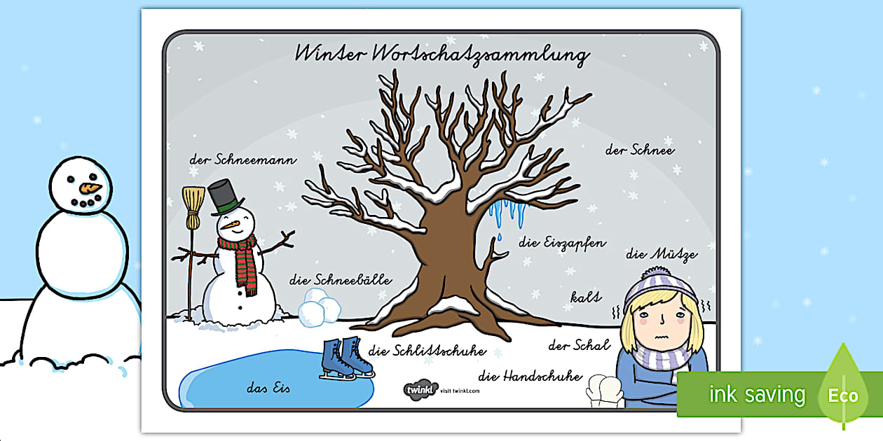 Winter Wortschatz: Querformat (teacher made) - Twinkl