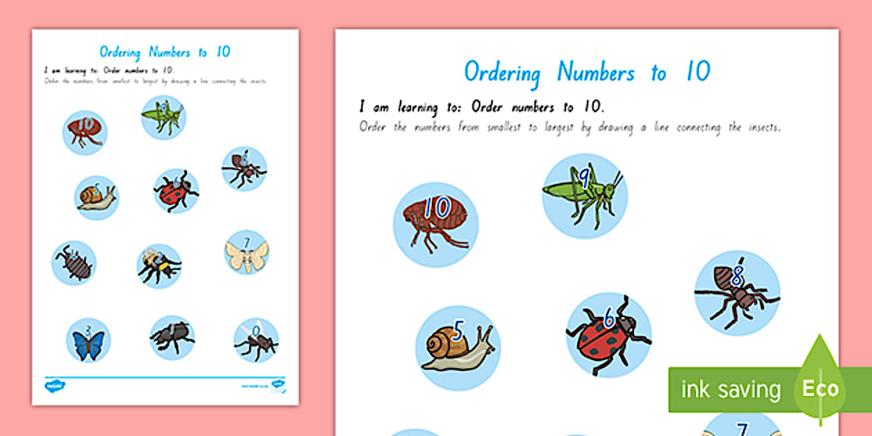 Ordering Numbers to 10- Insects (Teacher-Made) - Twinkl