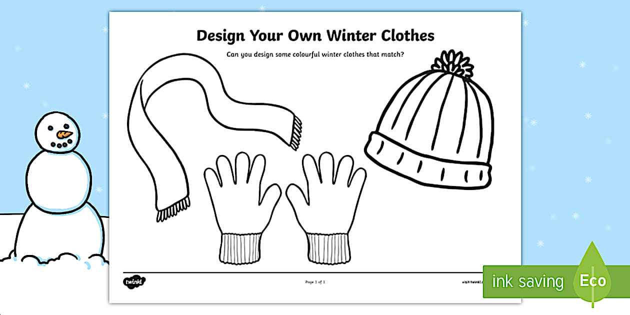 Editable Winter Clothes Colouring (teacher made) - Twinkl