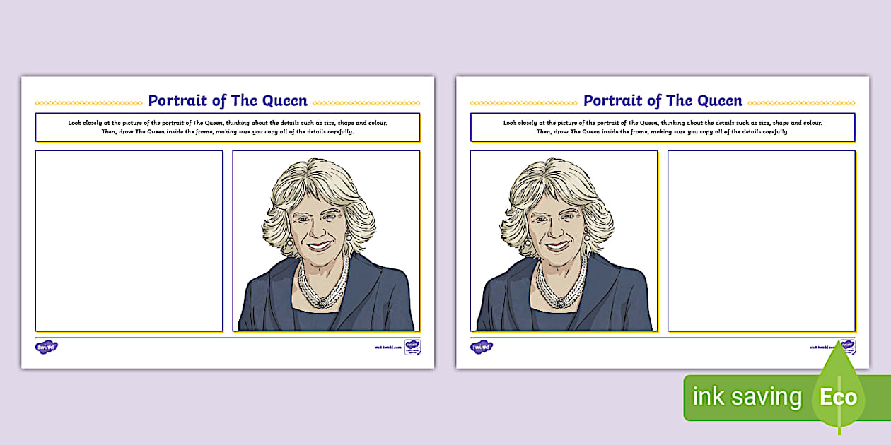 Draw The Queen Worksheet (teacher made) - Twinkl