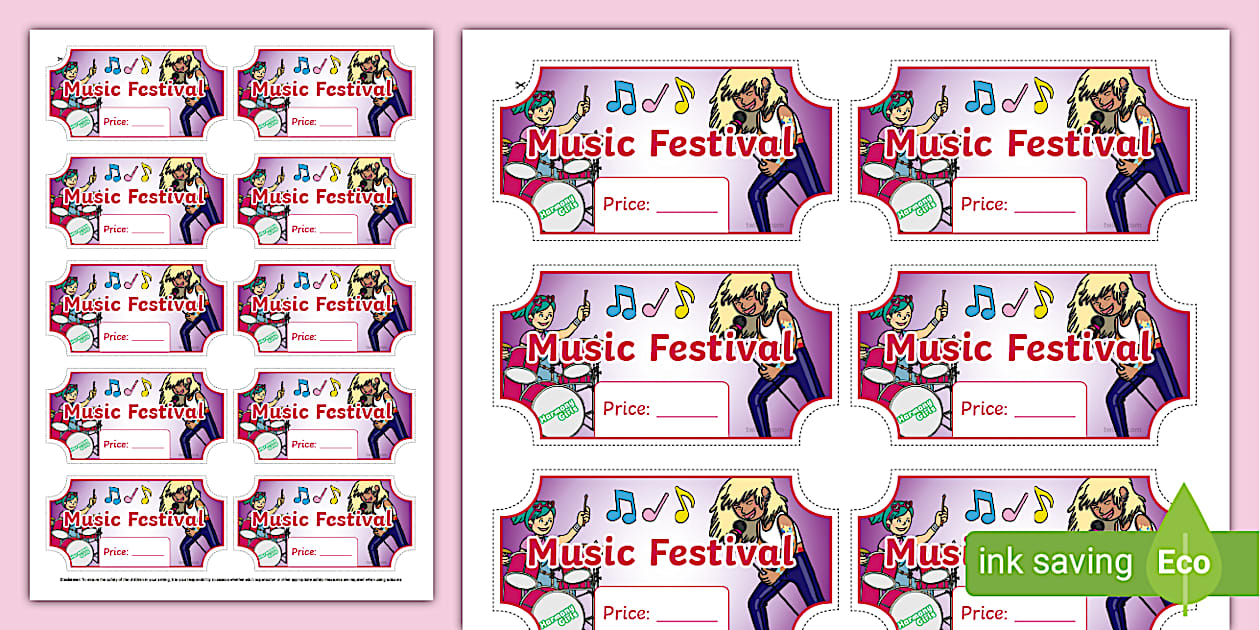 Music Festival Tickets (teacher made) - Twinkl
