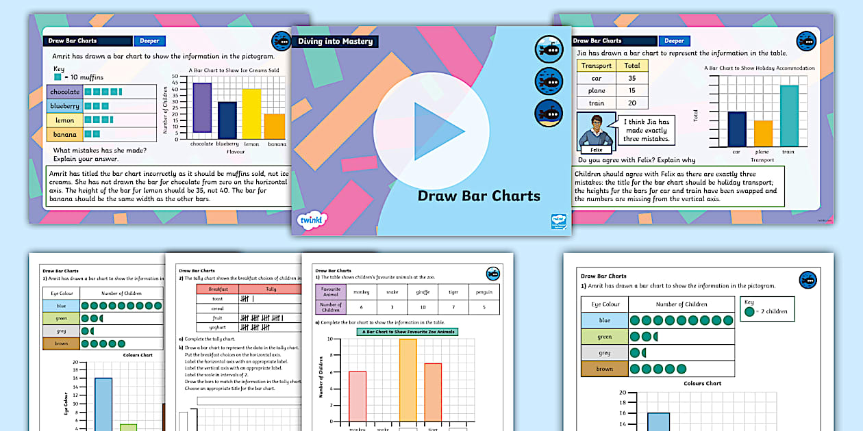👉 Y3 Diving into Mastery: Step 4 Draw Bar Charts Teaching Pack