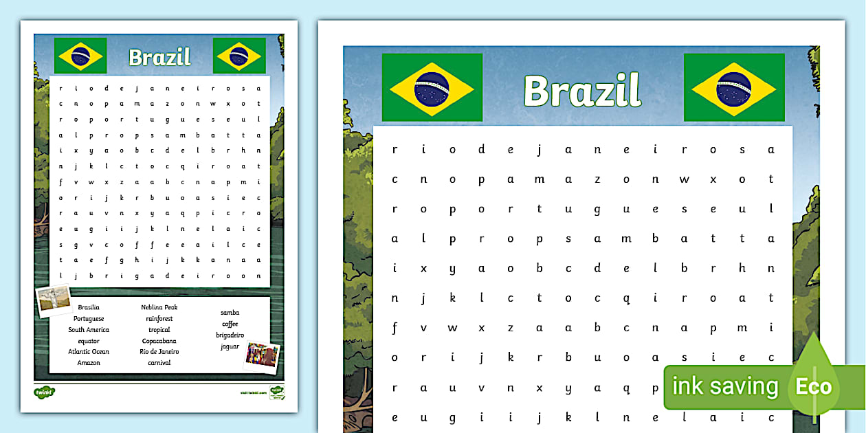 KS2 Brazil Word Search - Geography (teacher made) - Twinkl