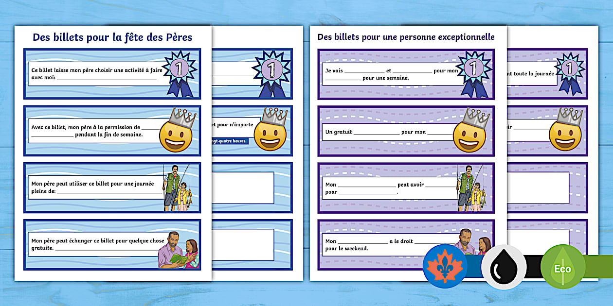 Father's Day Fun Tickets French (Teacher-Made) - Twinkl