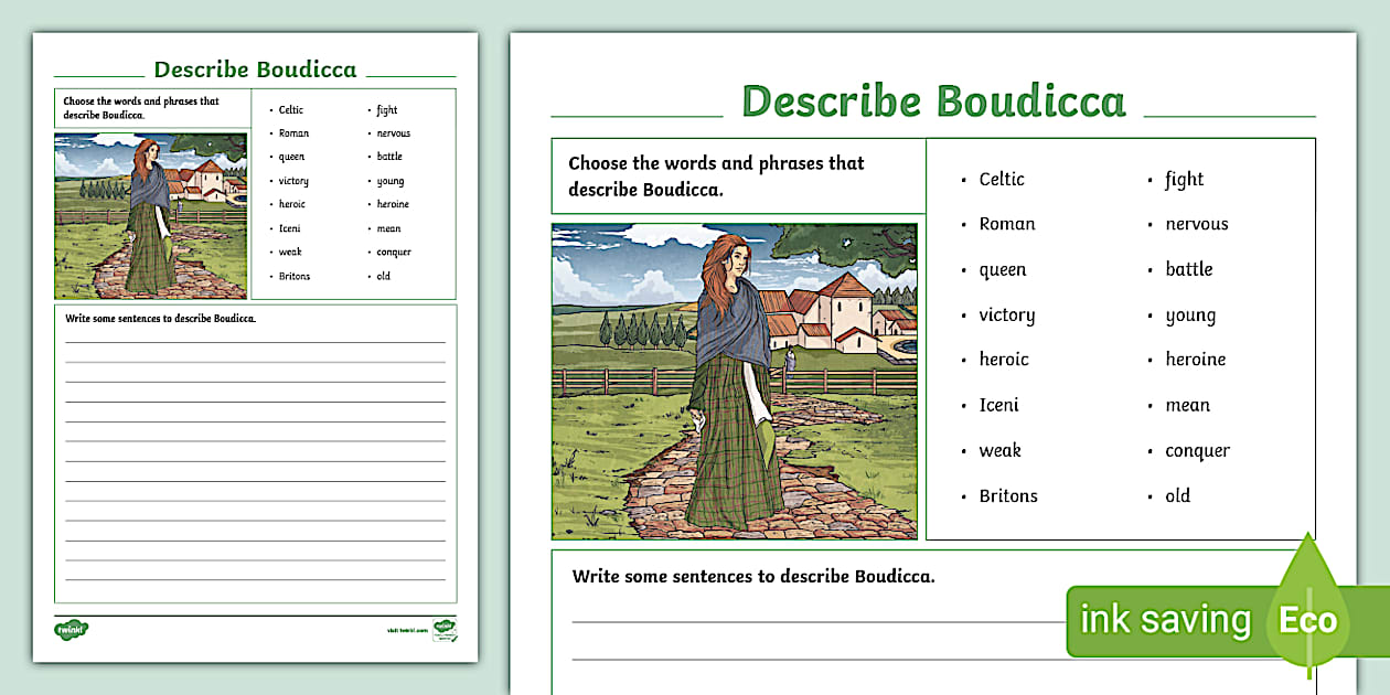 Describe Boudicca Writing Activity (teacher made) - Twinkl