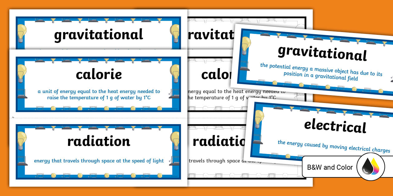 Sixth Grade Motion and Energy Word Wall Cards - Twinkl