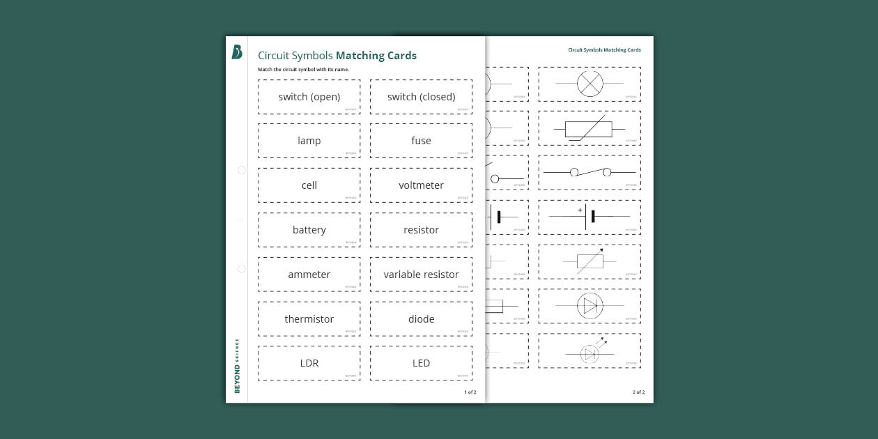 GCSE Circuit Symbols Matching Cards Activity Beyond Science