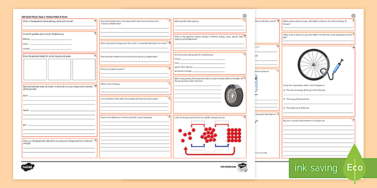 AQA Physics (Combined) Unit 3 Particle Model of Matter Higher Revision
