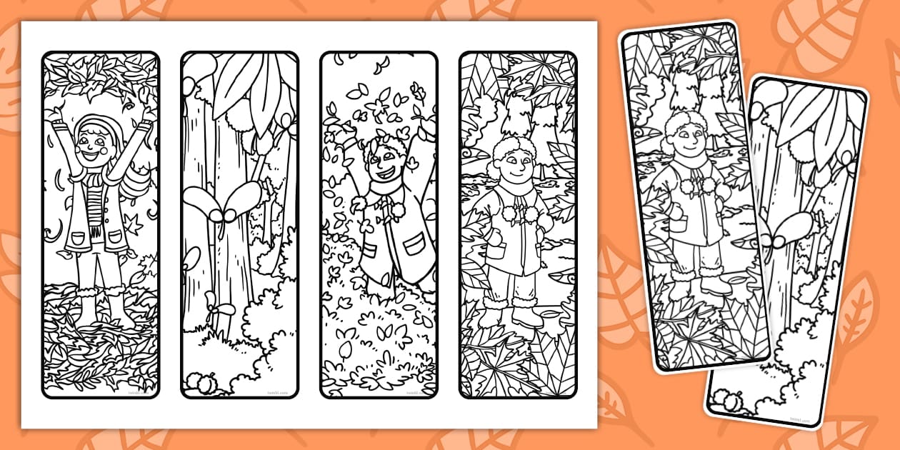 Autumn Colouring Bookmarks (teacher made) - Twinkl