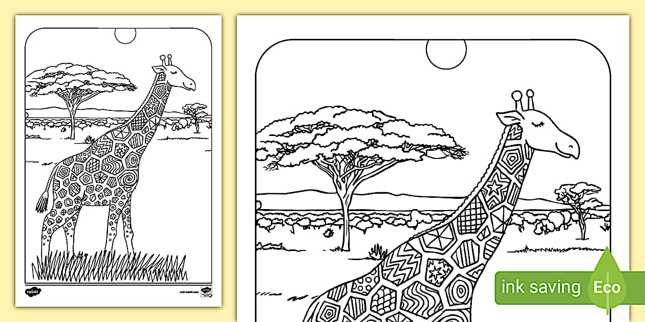 Giraffe Colouring Page (teacher made) - Twinkl