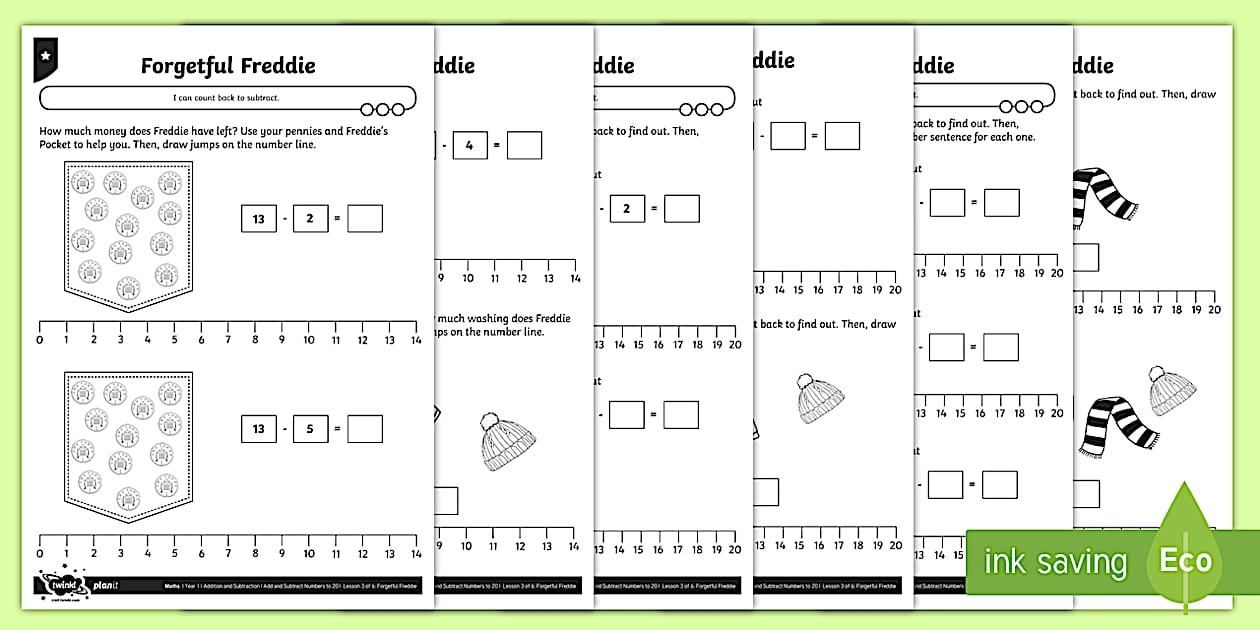 Higher Ability Counting Back to Subtract Differentiated Worksheets