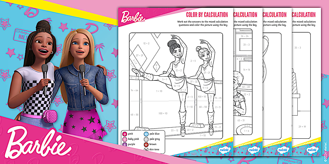 Barbie: Color by Calculation Activity - Twinkl