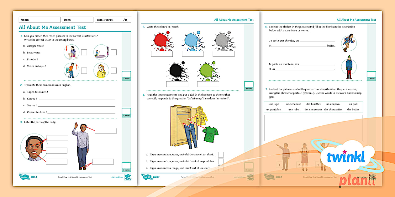 👉 French: All About Me: Year 3 Assessment Test - Twinkl