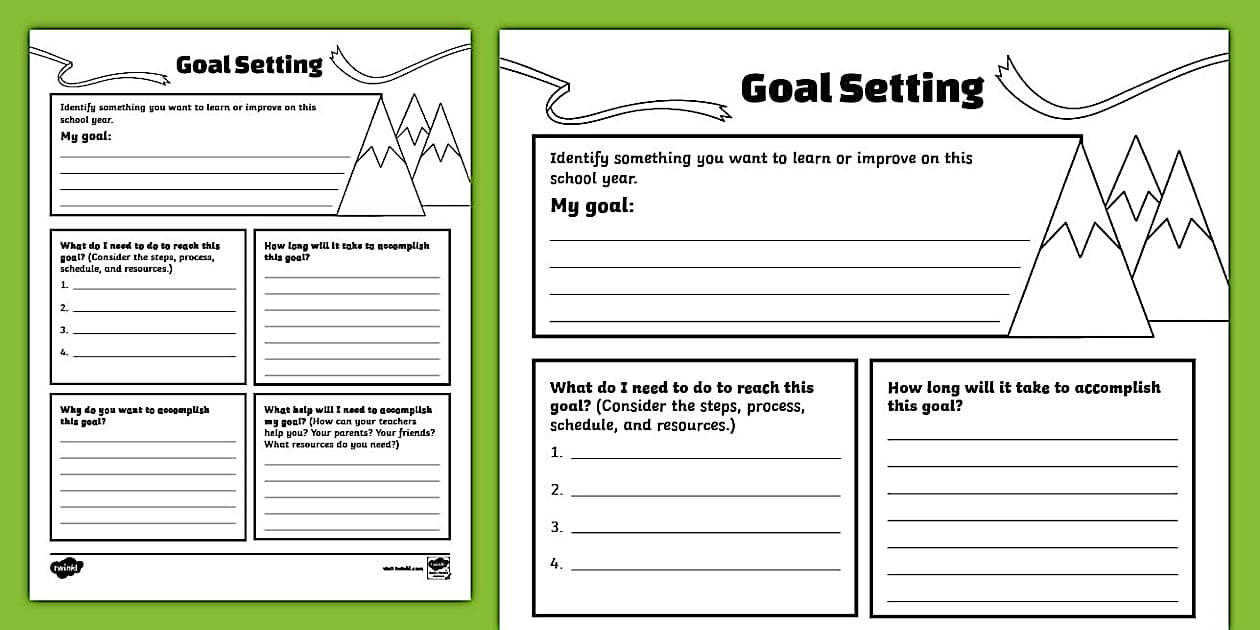 Goal Setting Graphic Organizer for 6th-8th Grade - Twinkl
