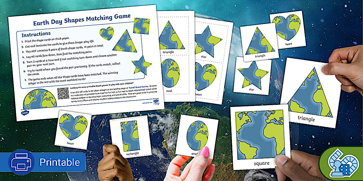 Earth Day Shapes Matching Game for Earth Day 2022 Activities