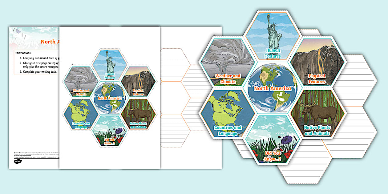 KS2 North America Hexagon Writing Template - Twinkl
