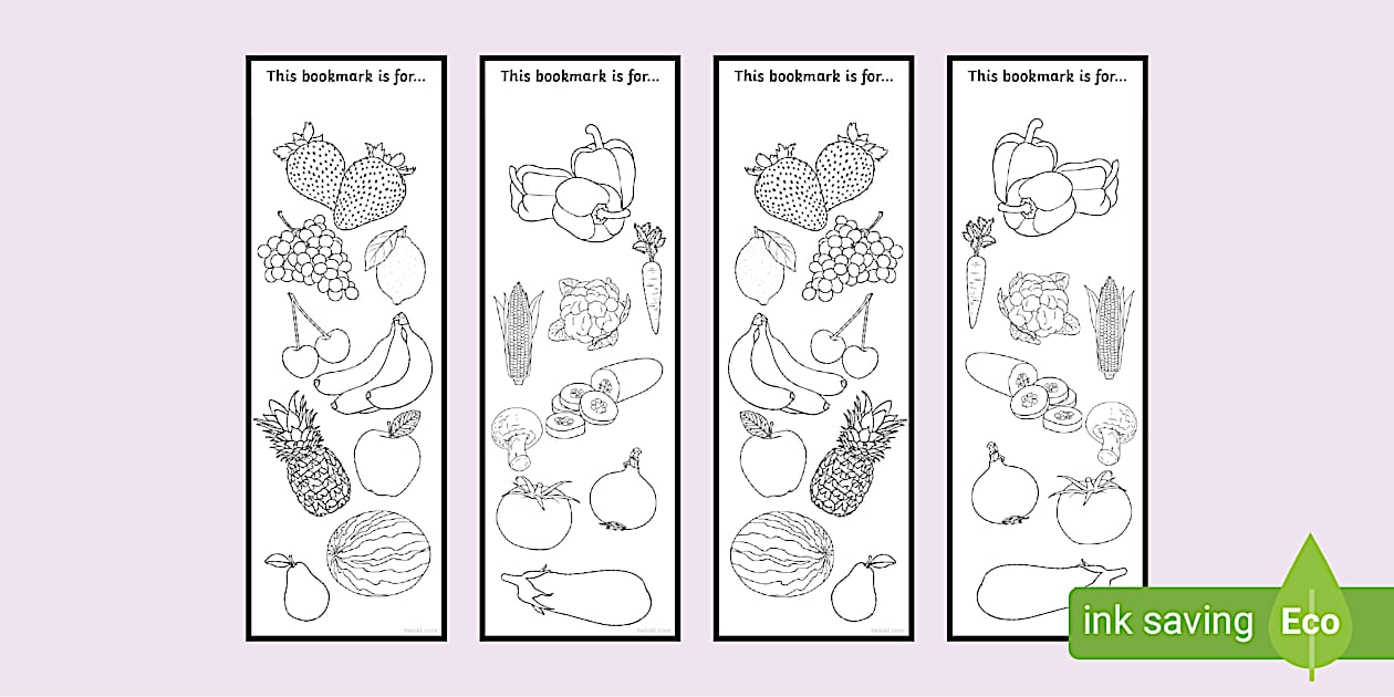 Fruit and Vegetables to Colour Bookmarks | Resource | Twinkl