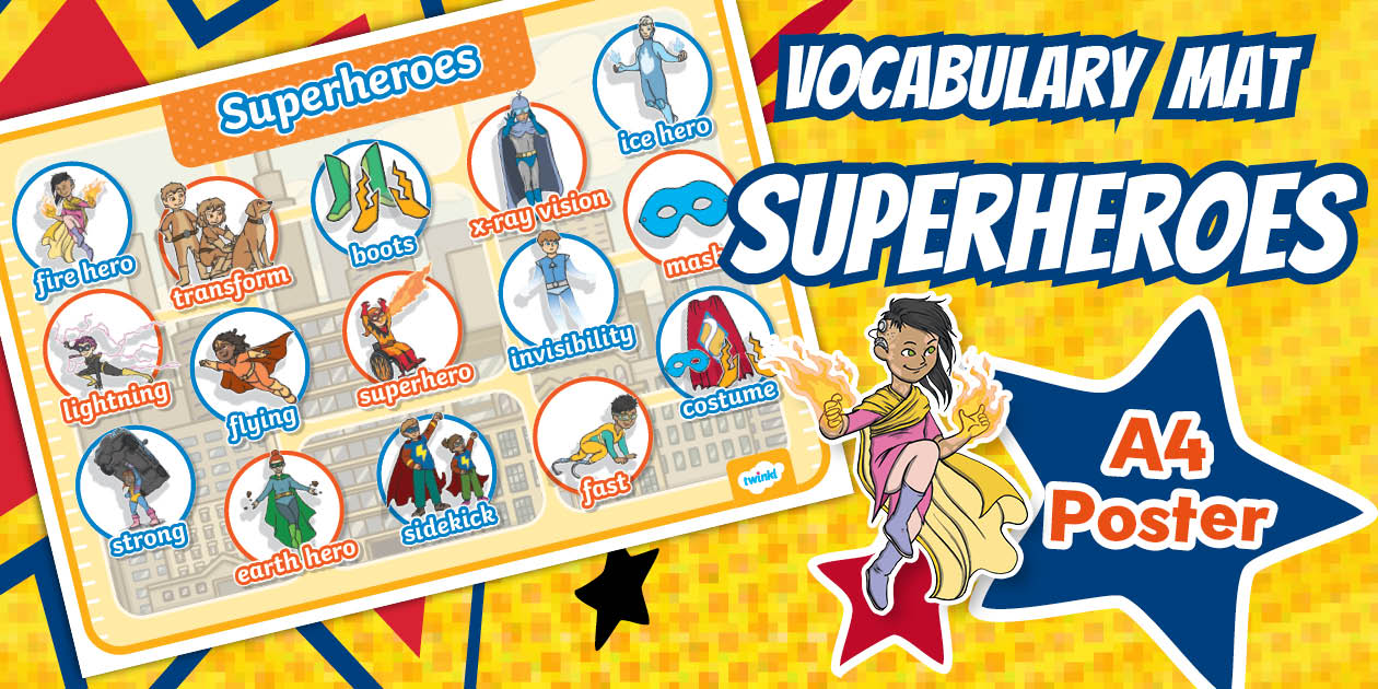 Superhero Vocabulary Mat
