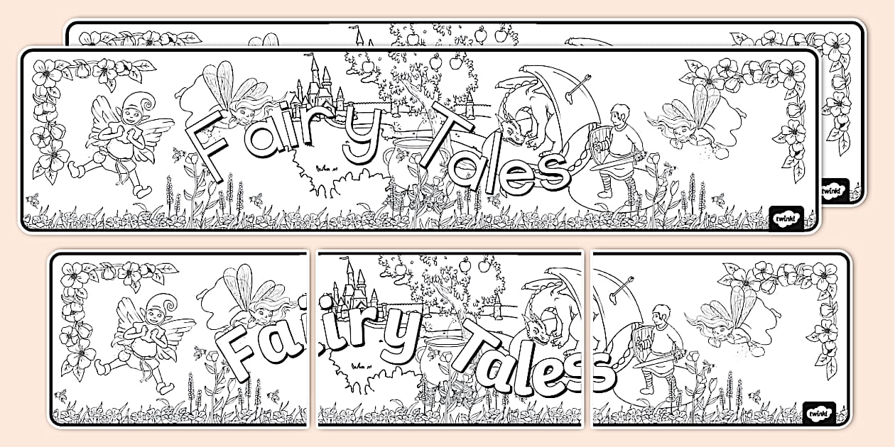 Fairy Tales Colouring Display Banner (teacher made) - Twinkl
