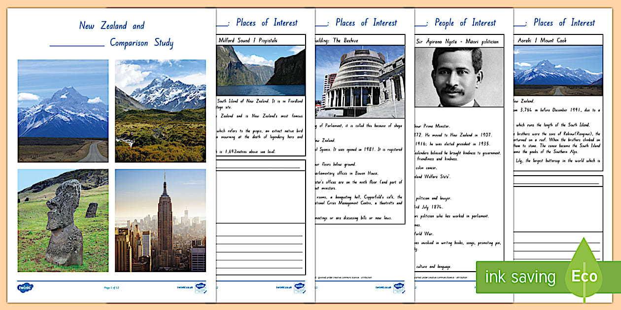 Editable New Zealand and Another Country Comparison Study Activity Booklet