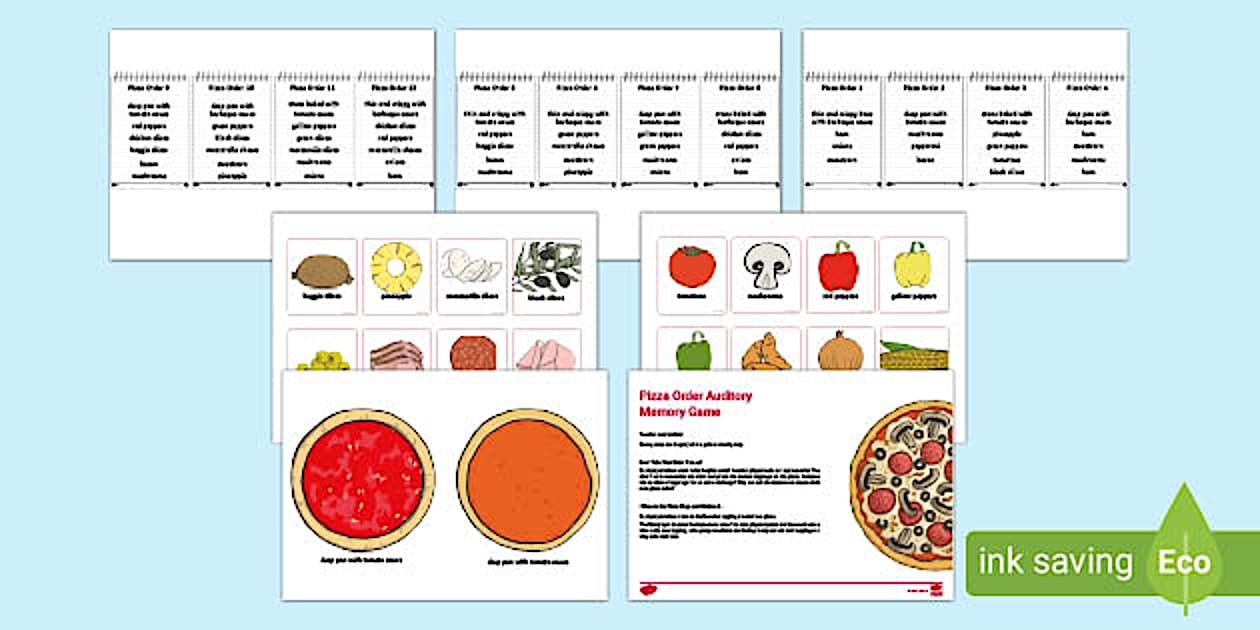 Editable Pizza Order Auditory Memory Game (teacher made)