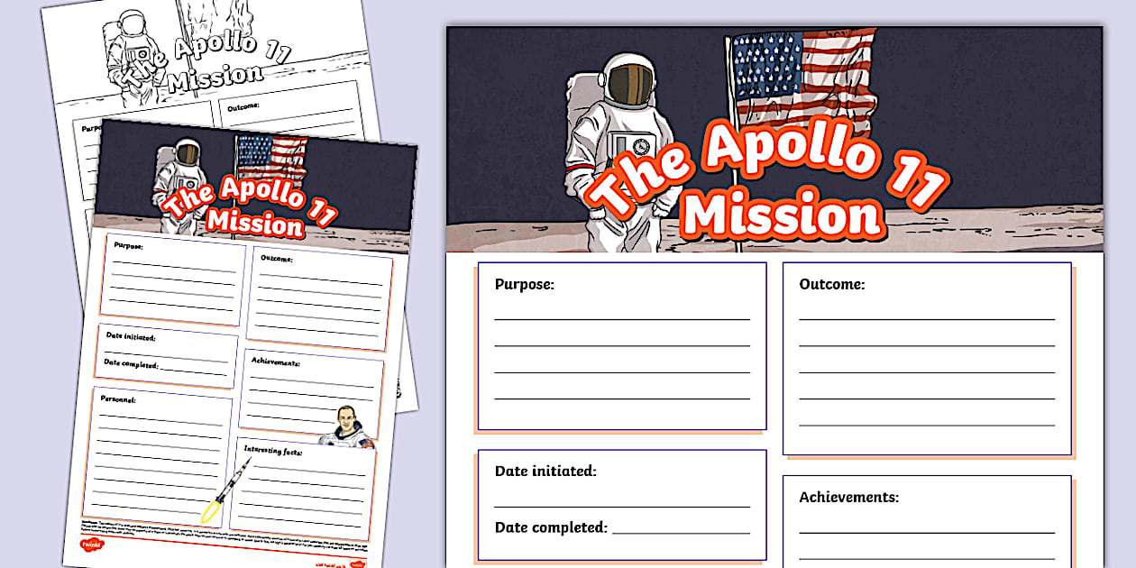 Apollo 11 Mission Fact File Template (Teacher-Made) - Twinkl