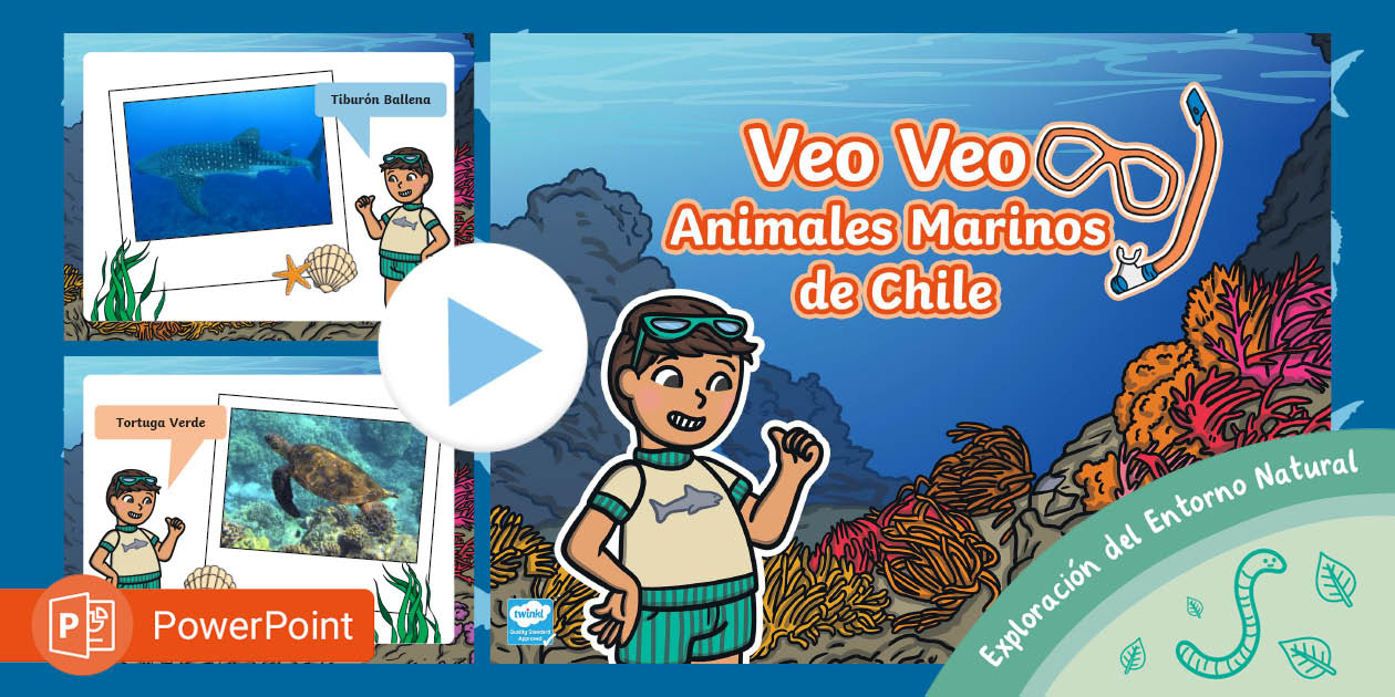 PowerPoint | Juego | Animales Marinos de Chile | Preescolar