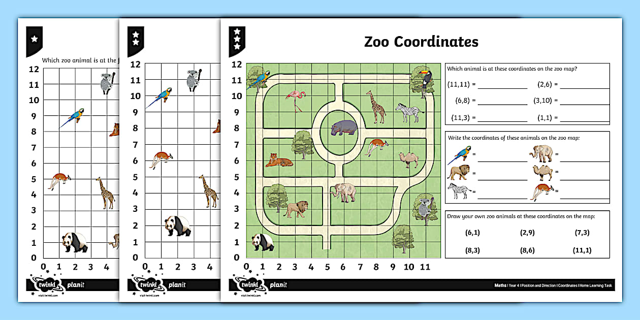 Coordinates Differentiated Maths Worksheet (teacher made)