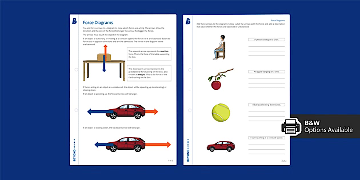 Force Diagrams Independent Learning Worksheet | Beyond