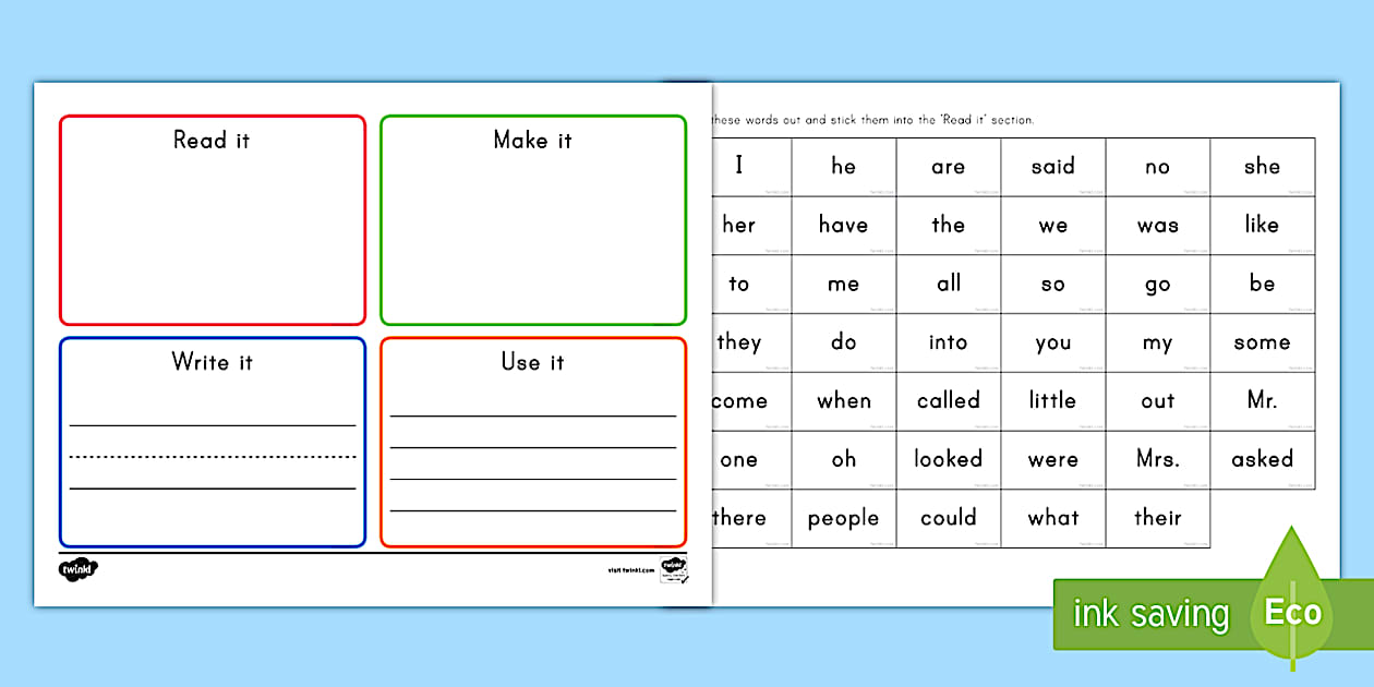 Editable Read It, Make It, Write It, Use It Sight Words Worksheet