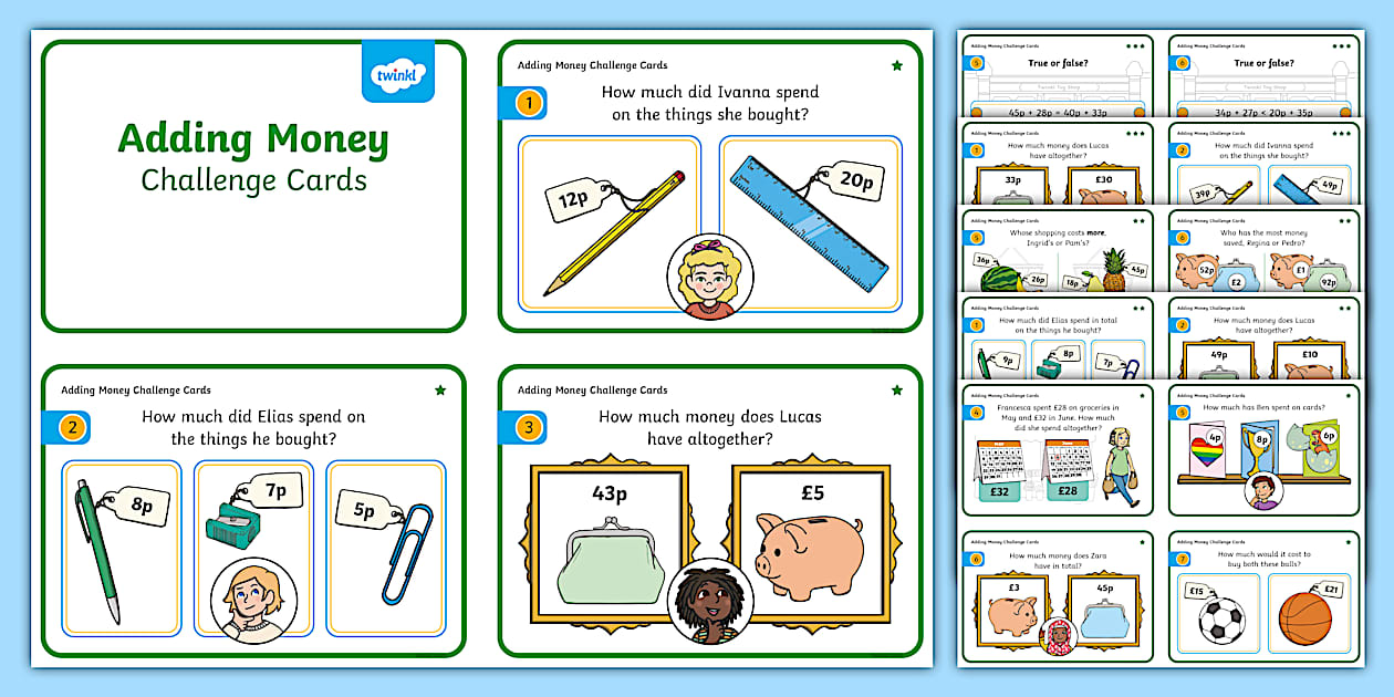 👉 Adding Money PlanIt Maths Challenge Cards - Twinkl