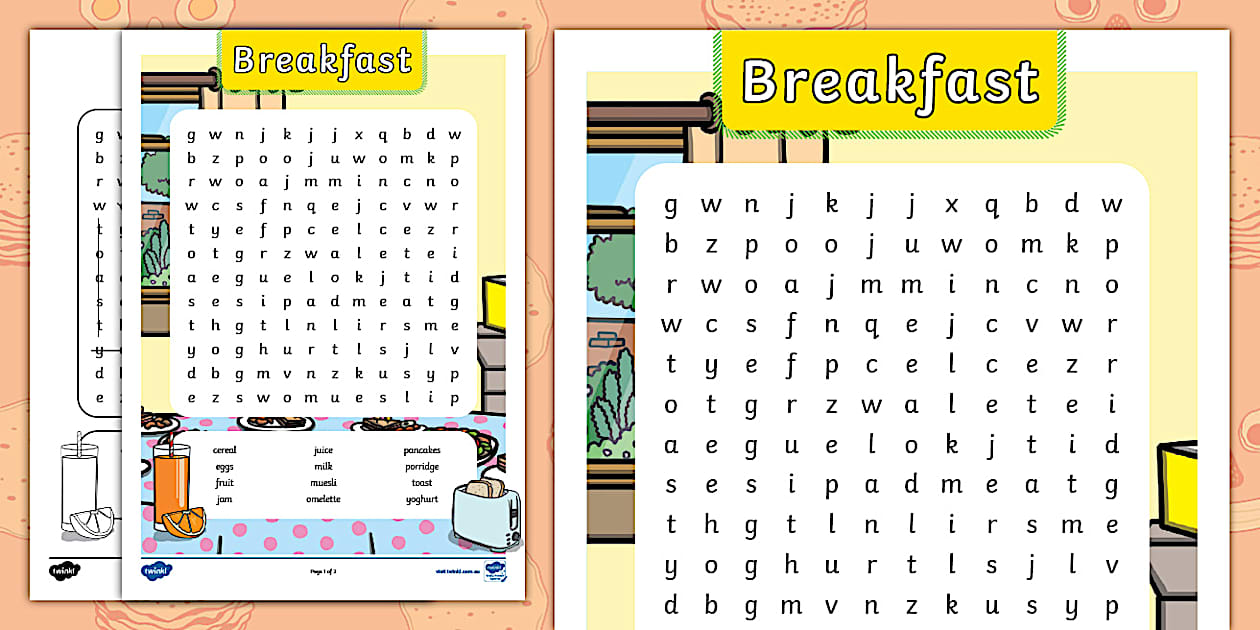 Breakfast Word Search | Twinkl Australia (teacher made)