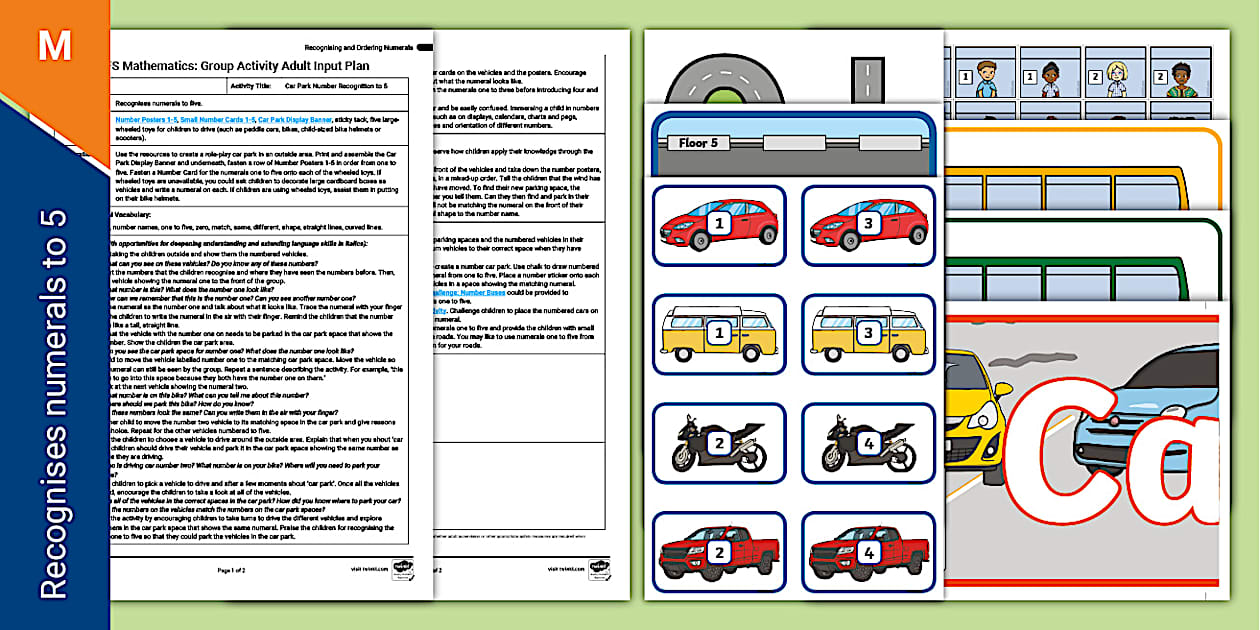 EYFS Car Park Number Recognition to 5 Adult Input Plan