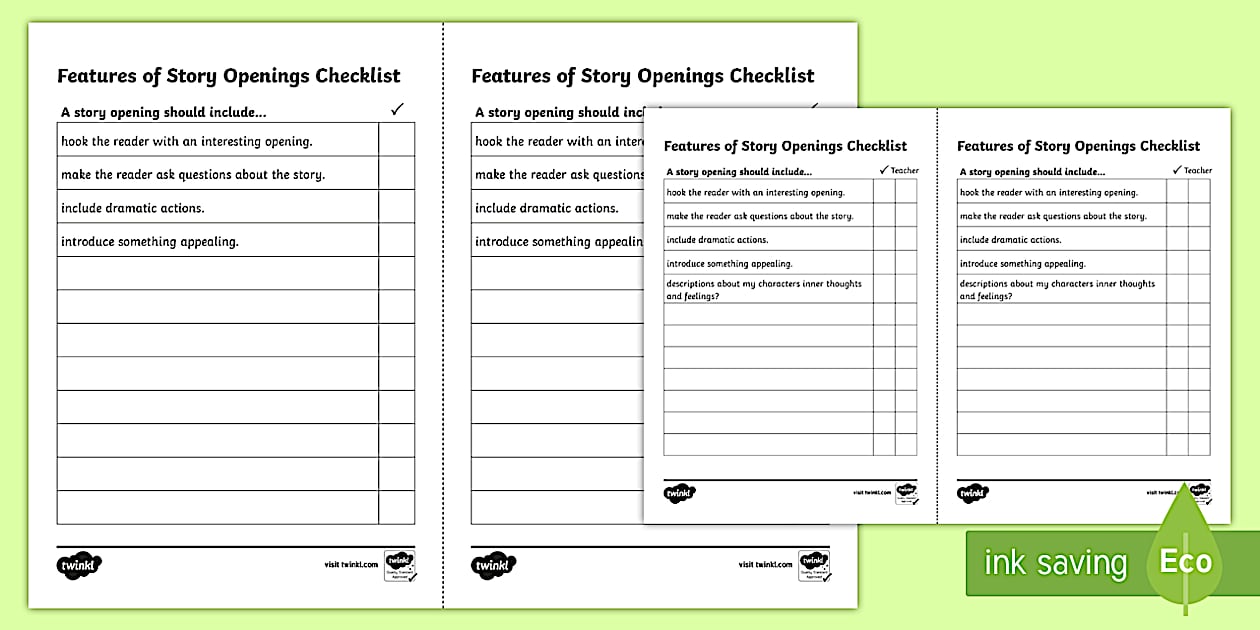 Story Opening Checklist (teacher made) - Twinkl