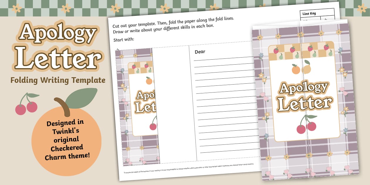 Checkered Charm-Themed Apology Letter Folding Writing Template