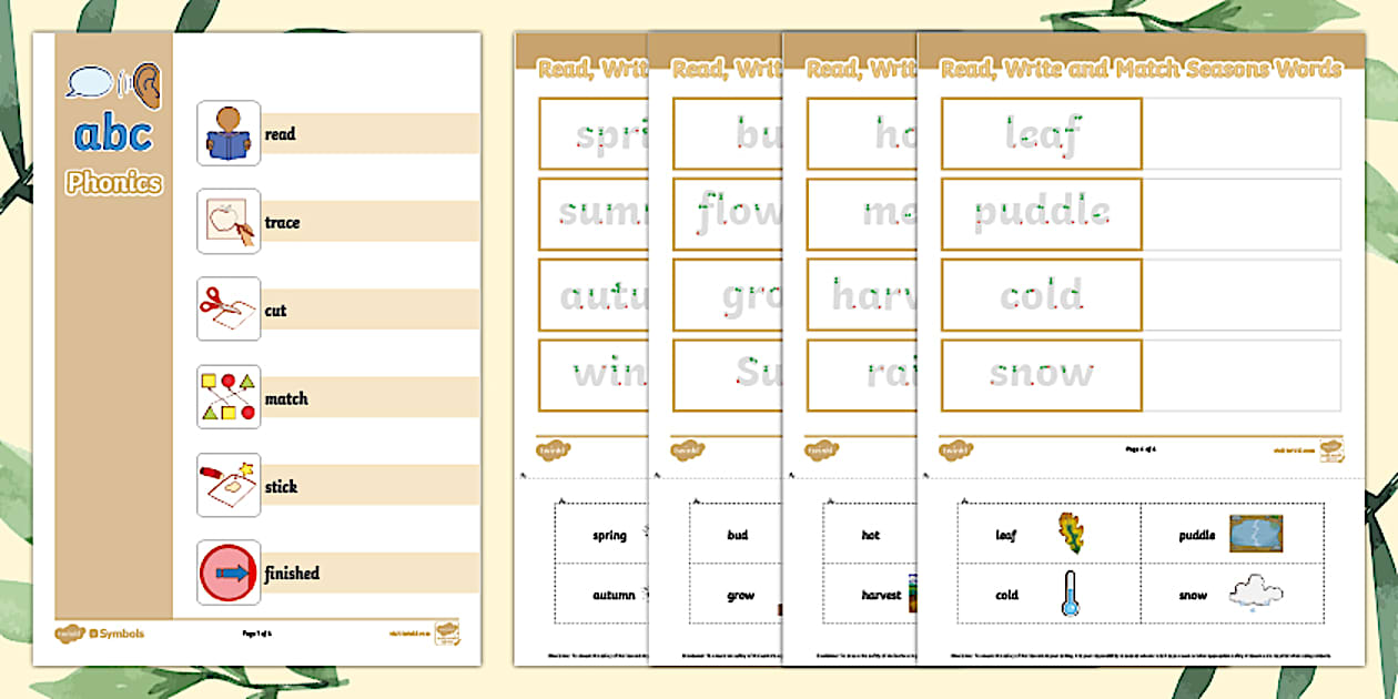 SEND Structured Steps Read, Write and Match Seasons Words