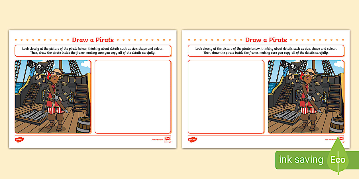 Pirate Drawing Art Activity (teacher made) - Twinkl