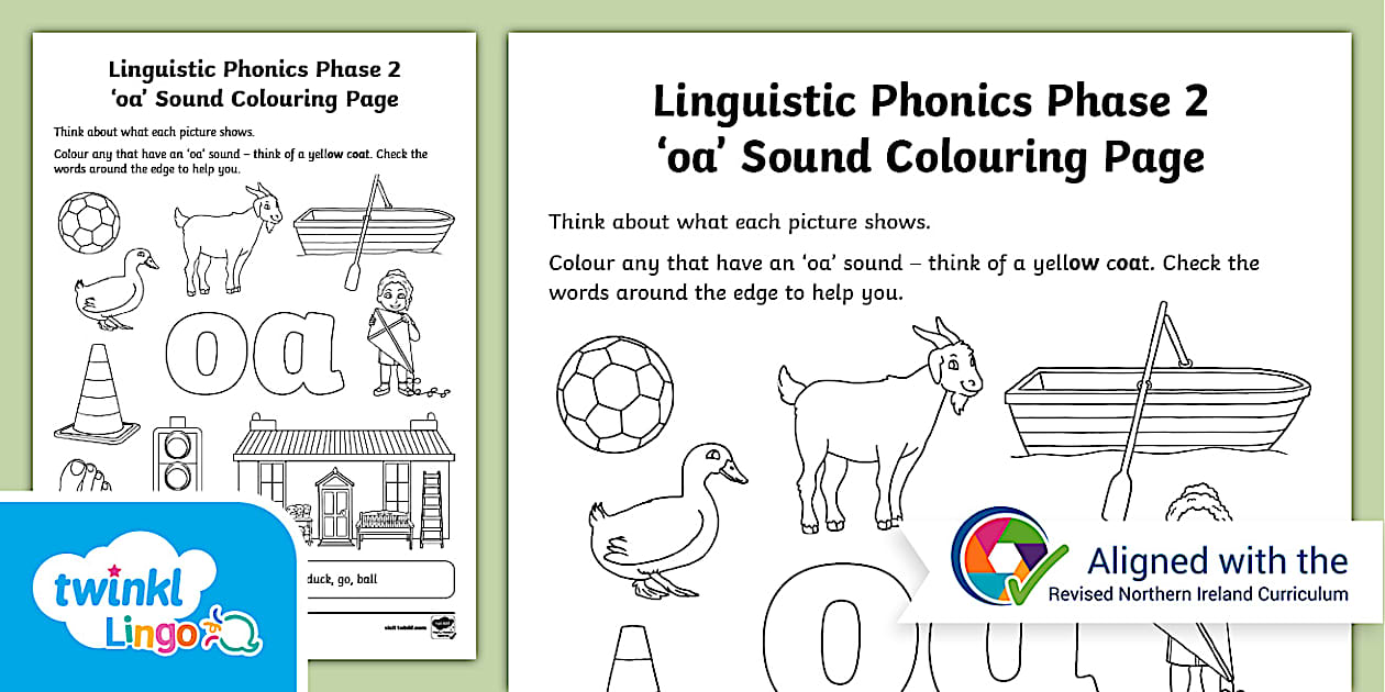 Linguistic Phonics Phase 2 'oa' Sound Colouring Page