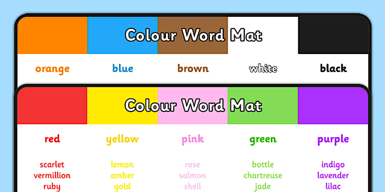 Cursive Colour Word Mat (teacher made) - Twinkl