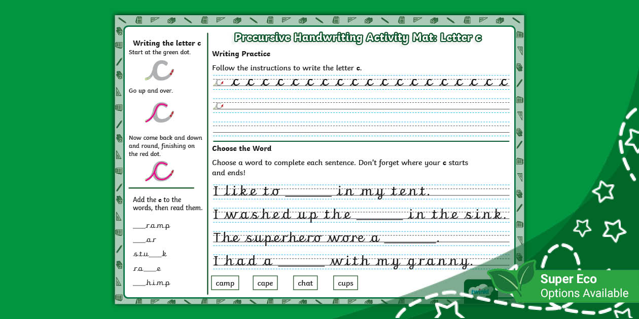 Letter C Precursive Handwriting Activity | Letter Formation