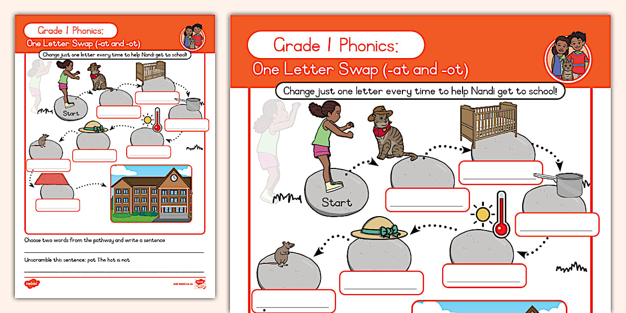 Grade 1 Phonics: One Letter Swap (-at and -ot) - Twinkl